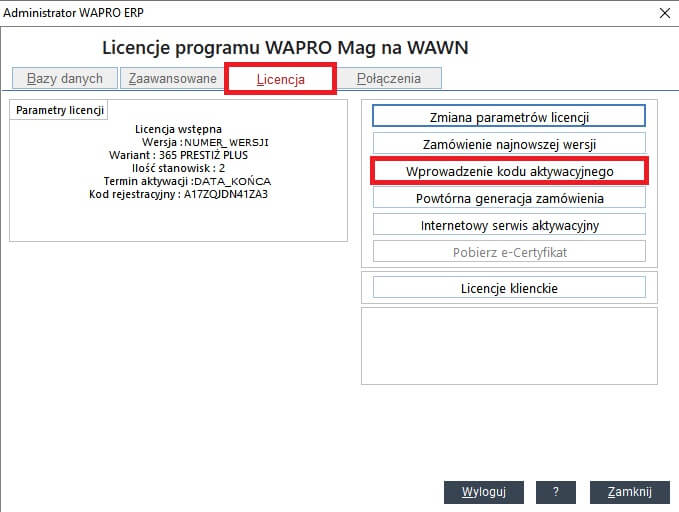 Jak aktywować program - WAPRO ERP Pomoc