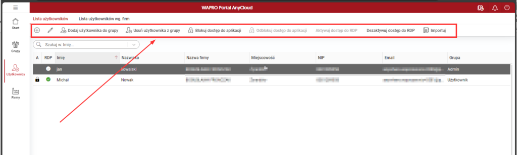 Skrócona instrukcja zarządzania kontami wapro anywhere oraz wapro ...